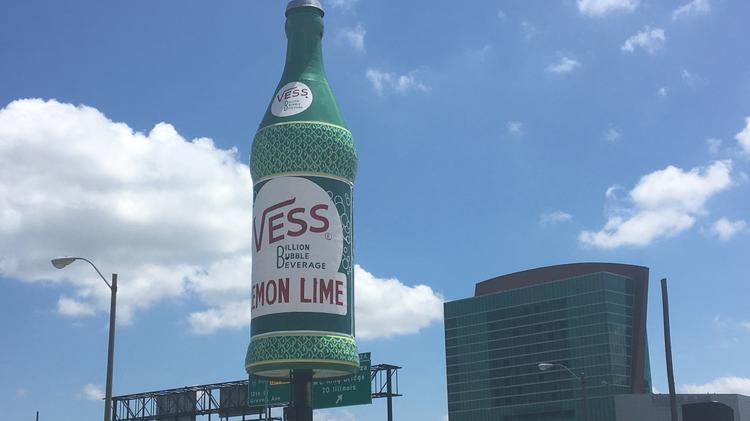 Giant Vess Soda bottle downtown is restored (Photos) - St. Louis ...