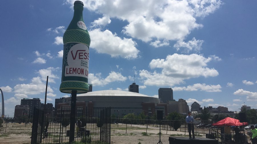 Giant Vess Soda bottle downtown is restored (Photos) - St. Louis ...