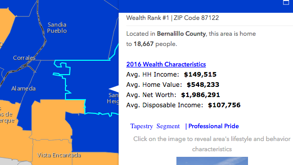 ESRI map wealthiest zip codes - Albuquerque Business First
