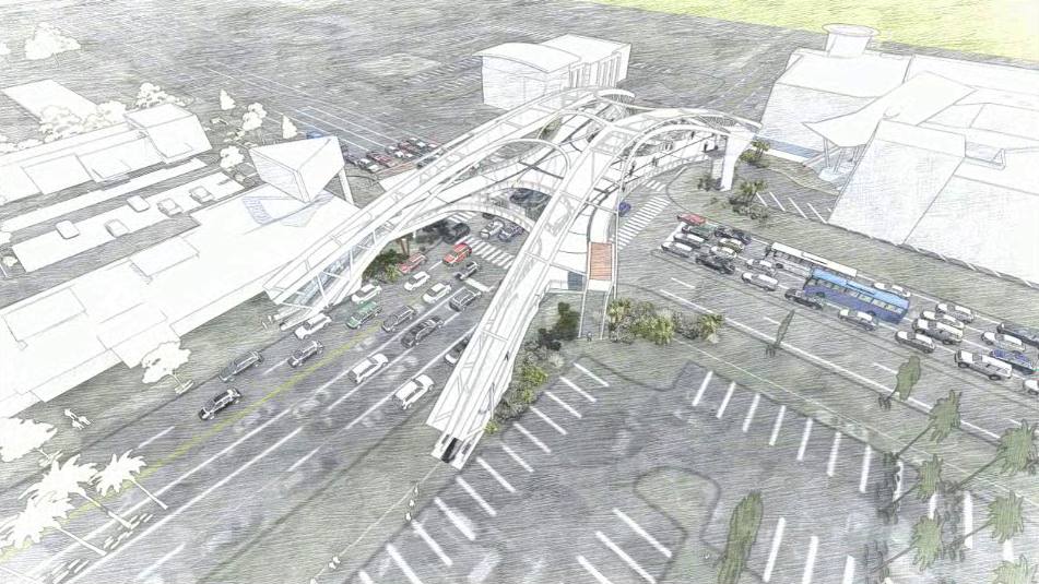 Take a fly-through ride of the I-Drive/Sand Lake Road pedestrian bridge ...