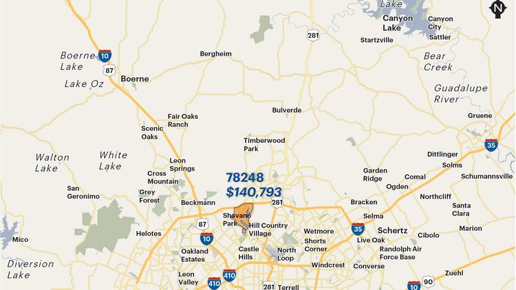 San Antonio area's wealthiest ZIP codes by average household income in ...