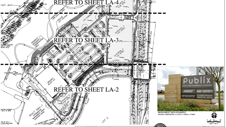 Greeneway Park Publix map and sign