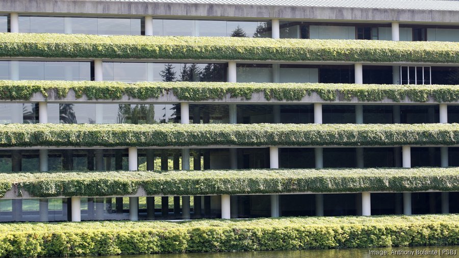 The 355,000 sq. ft. former Weyerhaeuser headquarters sits maintained ...