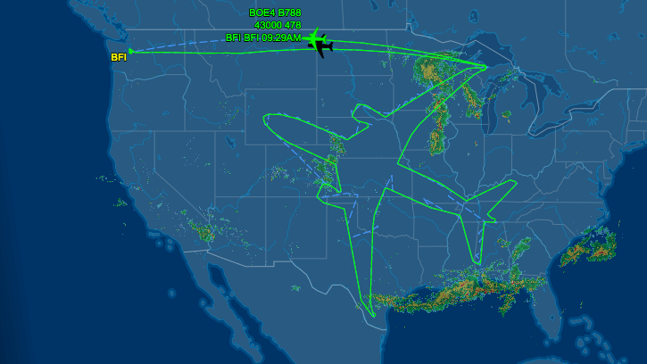 Weird plane-shaped Boeing 787 flight path crossed Colorado - Denver ...