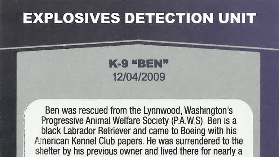 Boeing's K-9 explosives detection unit