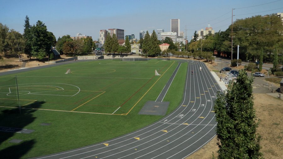 Under Armour PDX headquarters 2017 track view to Duniway