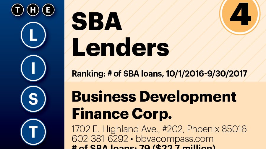Top of the Phoenix Lists: SBA Lenders - Phoenix Business Journal