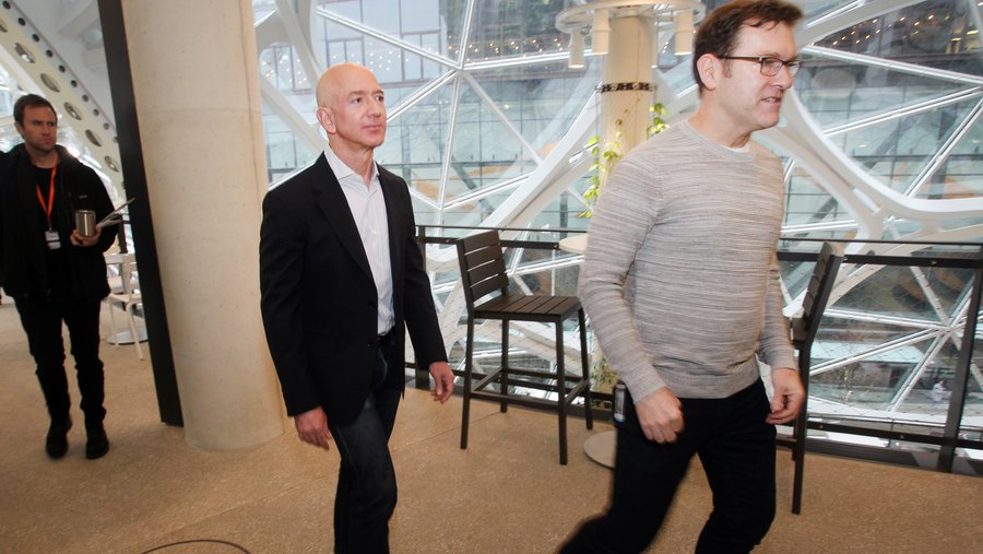 Amazon CEO Jeff Bezos opens iconic Spheres building with help from ...