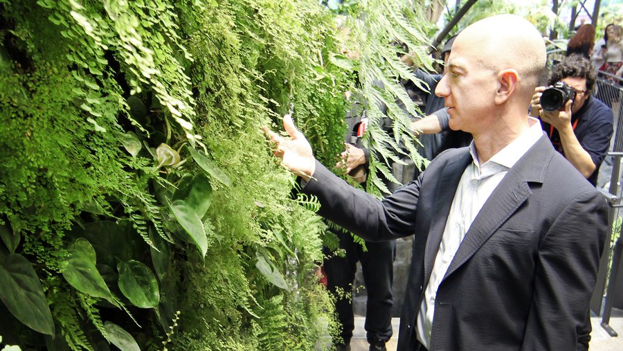 Amazon CEO Jeff Bezos opens iconic Spheres building with help from ...