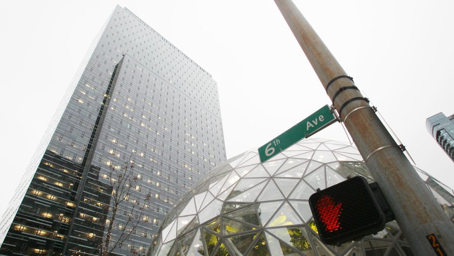 Amazon CEO Jeff Bezos opens iconic Spheres building with help from ...