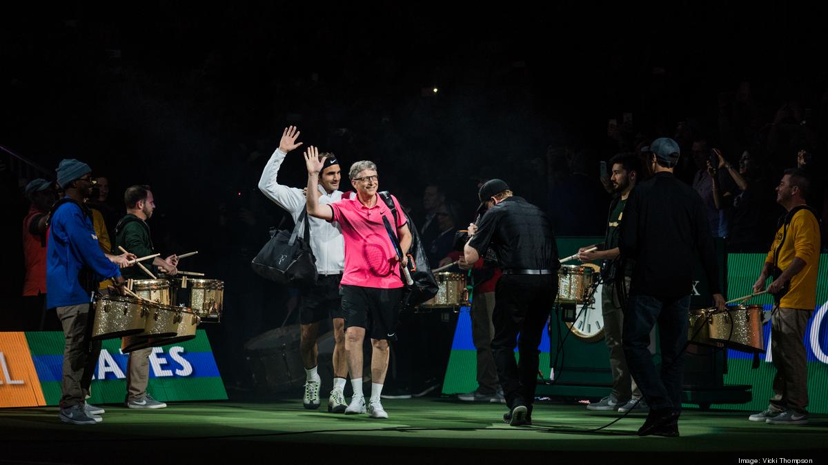Photos: Bill Gates, Roger Federer play at celebrity charity tennis ...