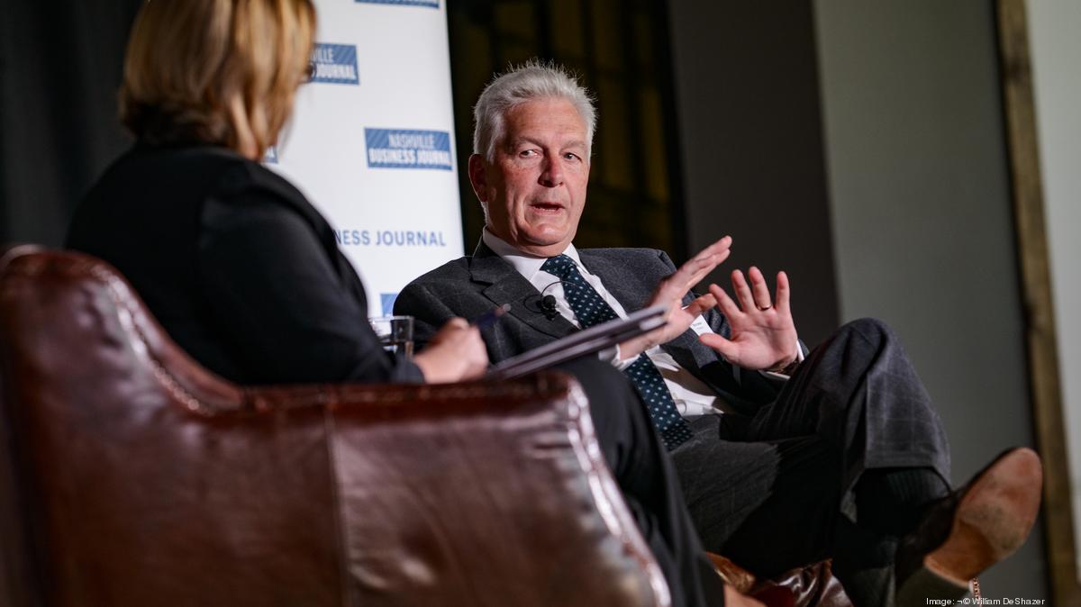 HCA CEO Milton Johnson speaks about Tommy Frist Jr. at the Nashville ...