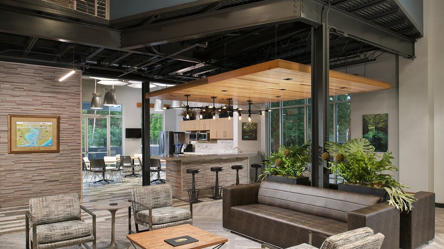 Industrial Break Room Office Space Break Room... Modern Industrial