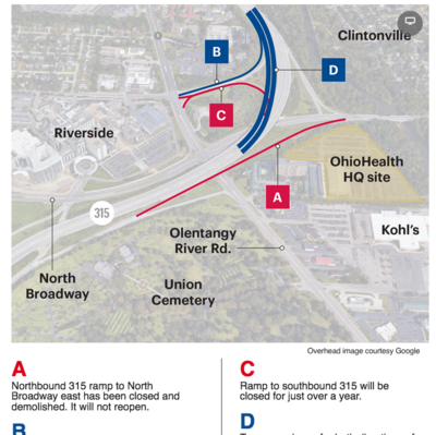 Route 315 traffic update: Southbound ramp from North Broadway in ...