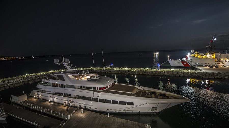 See Jimmy John's founder mega yacht and the Coast Guard cutter near ...