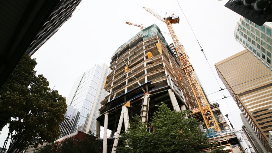2+U under construction by Skanska in downtown Seattle