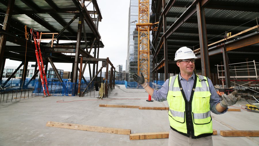 Skanska USA gives insider's tour of its 2+U tower rising in Seattle ...