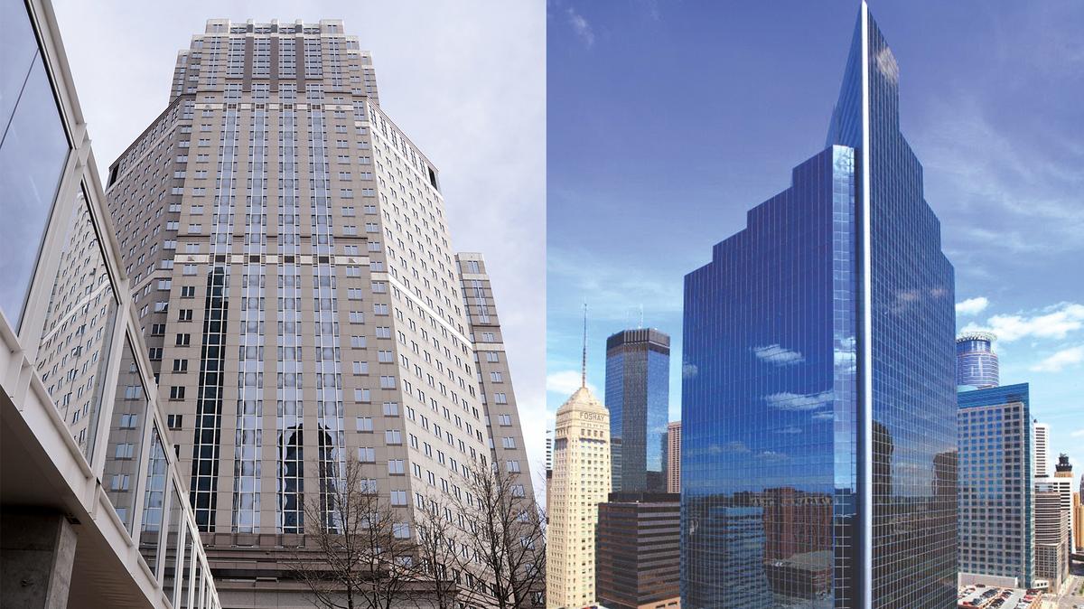 Downtown Minneapolis buildings SPS Tower and Campbell Mithun Tower are ...