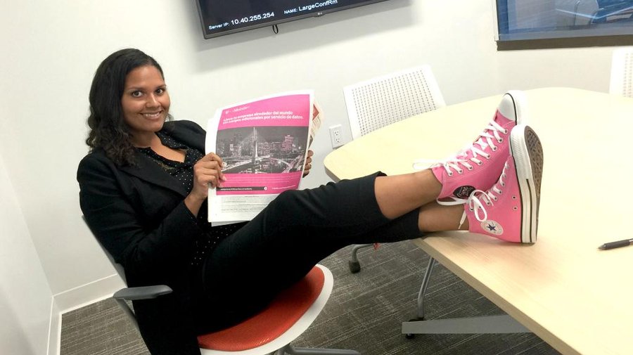 Digital Producer Emon Reiser dons pink sneakers