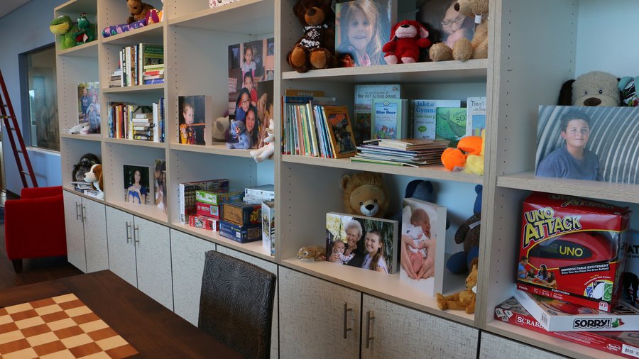 Ronald McDonald House OHSU 2019shelves in game room