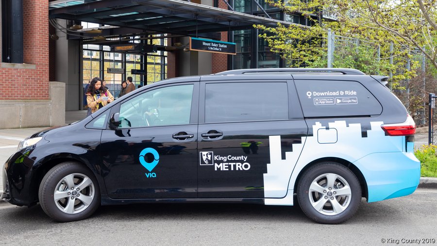 Via fleet for on-demand transit to light rail stations