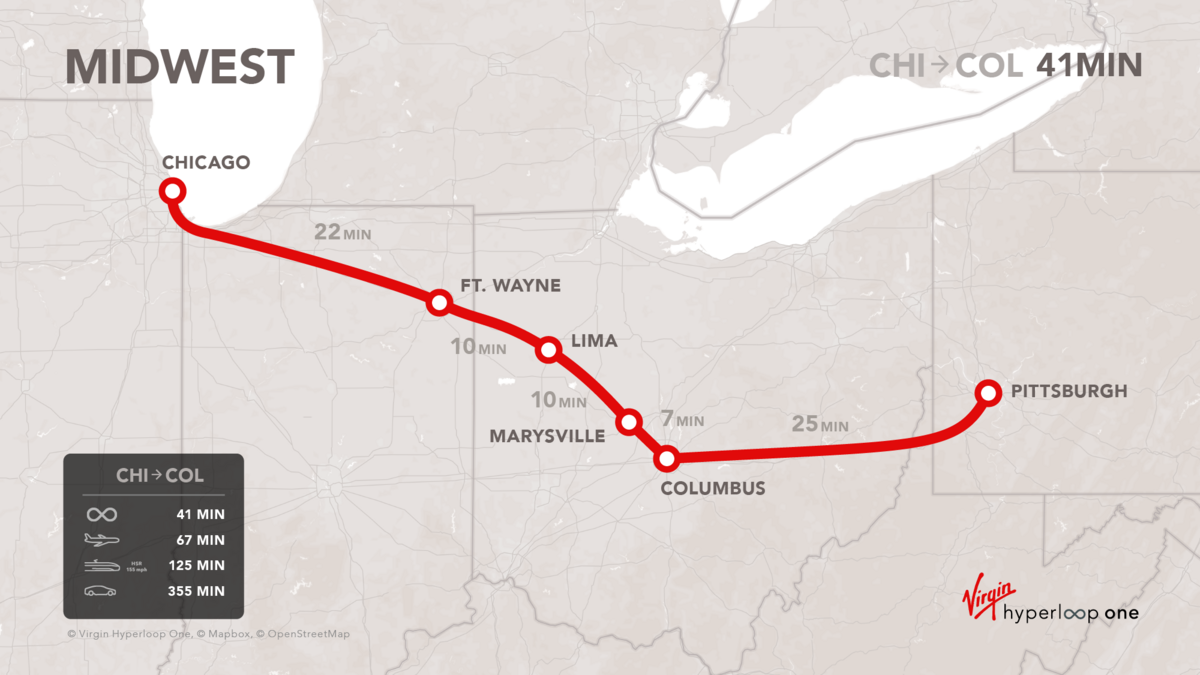 A hyperloop route connecting Pittsburgh, Columbus and Chicago could ...