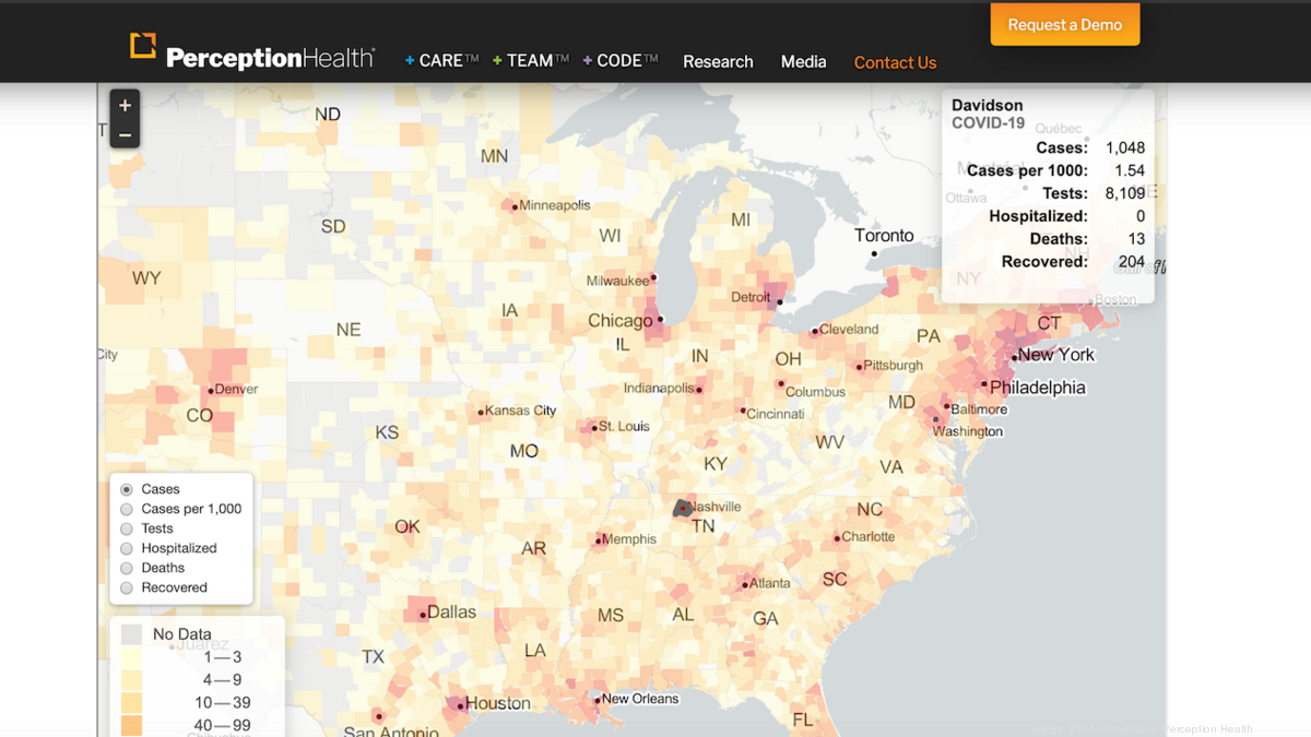 Nashville-based Perception Health released an interactive map of COVID ...