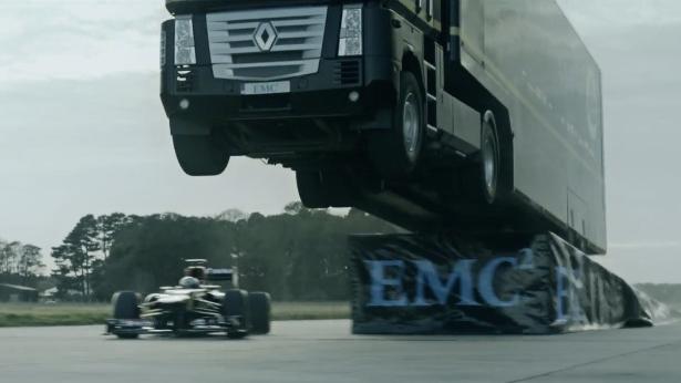 Semitrailer Truck Jumps Racecar: EMC, Lotus F1 Claim Record - Boston ...