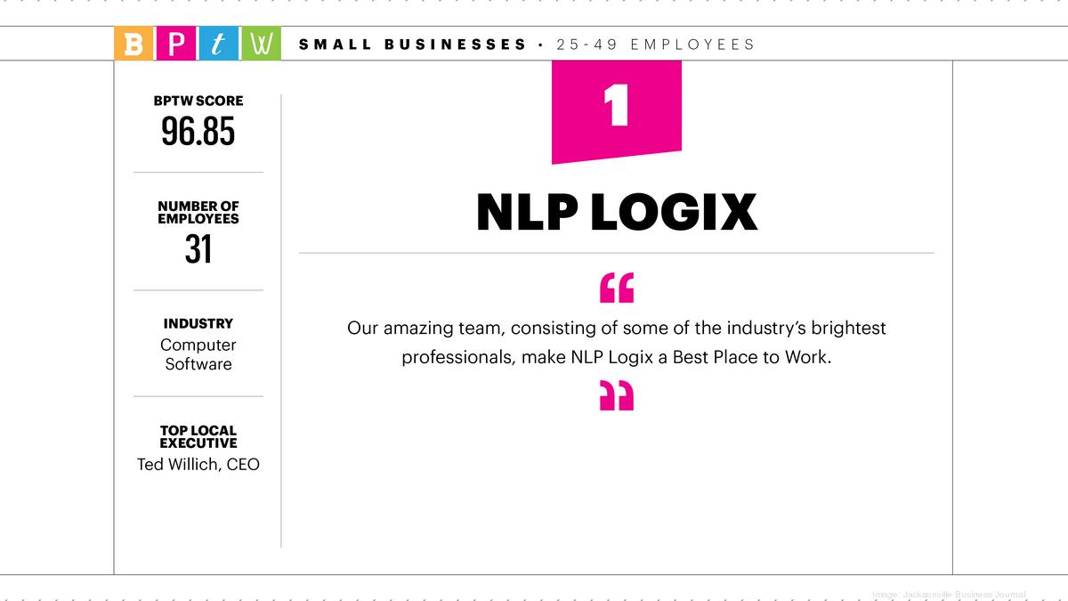2021 Best Places to Work: NLP Logix - Jacksonville Business Journal