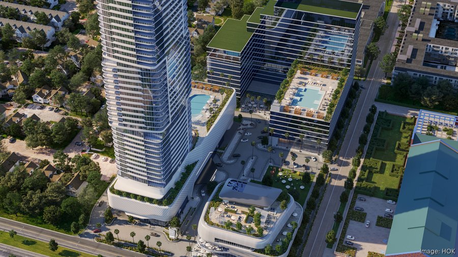 DC Partners' The Residences at The Allen hotel-condo tower tops out ...