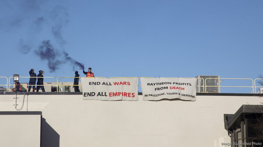 Raytheon protest: 5 activists arrested after mounting Cambridge ...