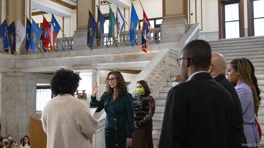 Megan Green is sworn in as first woman to be St. Louis aldermanic ...