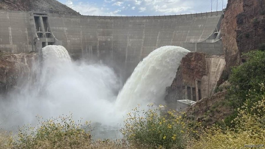 Salt River Project spill gate test on Arizona Roosevelt Dam - Phoenix ...