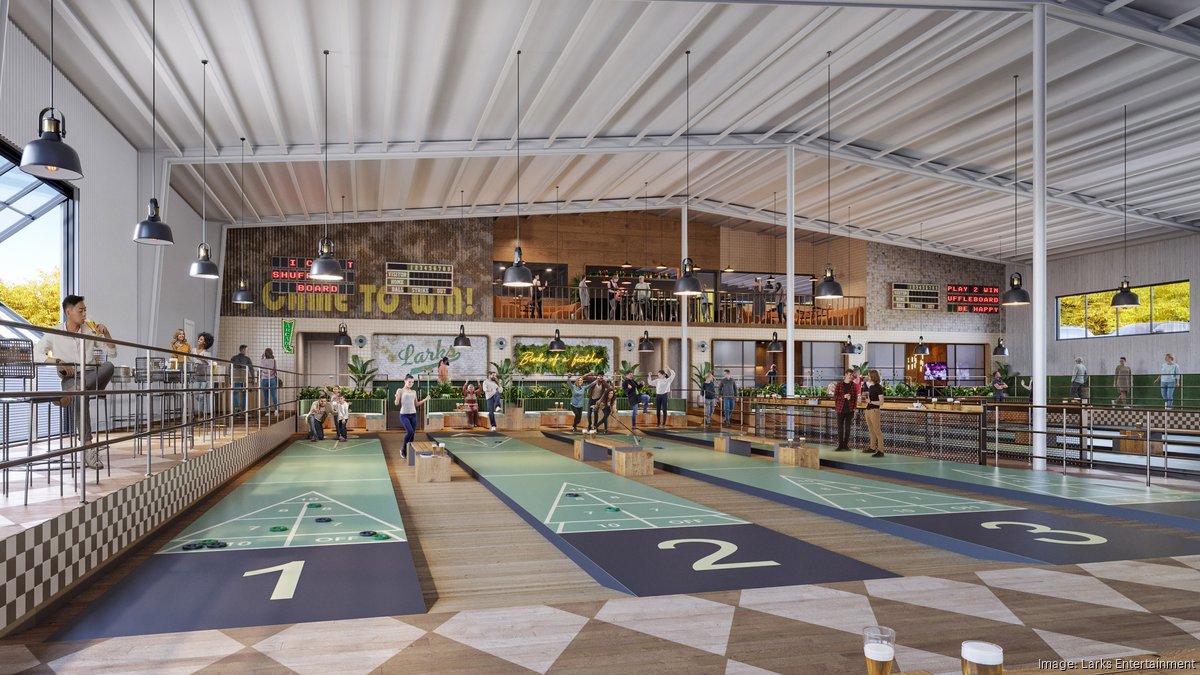 Larks Entertainment venue, featuring shuffleboard, sliding into ...