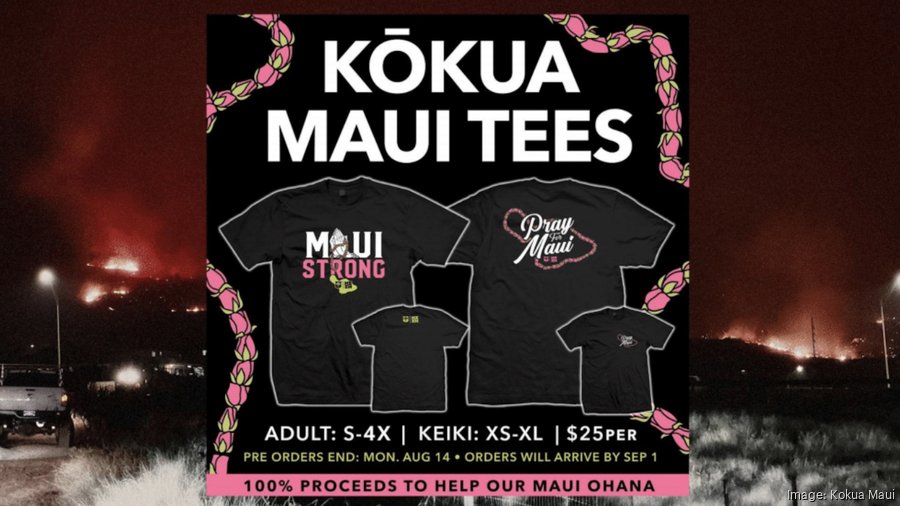 Hawaii's Finest's 'Kokua Maui' T-shirt fundraiser raises $250K for wildfire relief effort ...