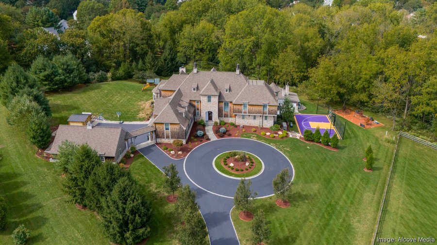 10,000-SF 'resort-like' Malvern estate with basketball court, pool, two ...