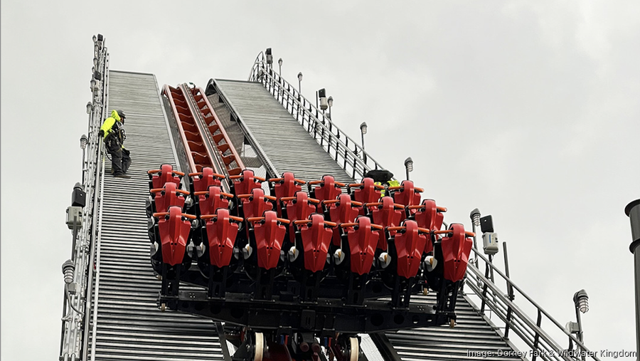 Dorney Park tests near-vertical drop of new Iron Menace dive roller ...
