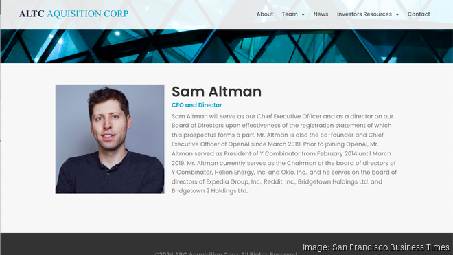 Sam Altman's SPAC filings say he's Y Combinator's board chair, which Y ...