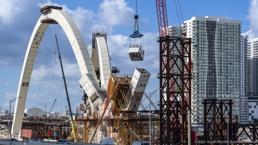 I-395 signature bridge construction in Miami makes progress - South ...