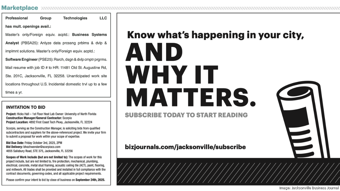 Legal and Public Notices - September 22, 2025 - Jacksonville Business ...