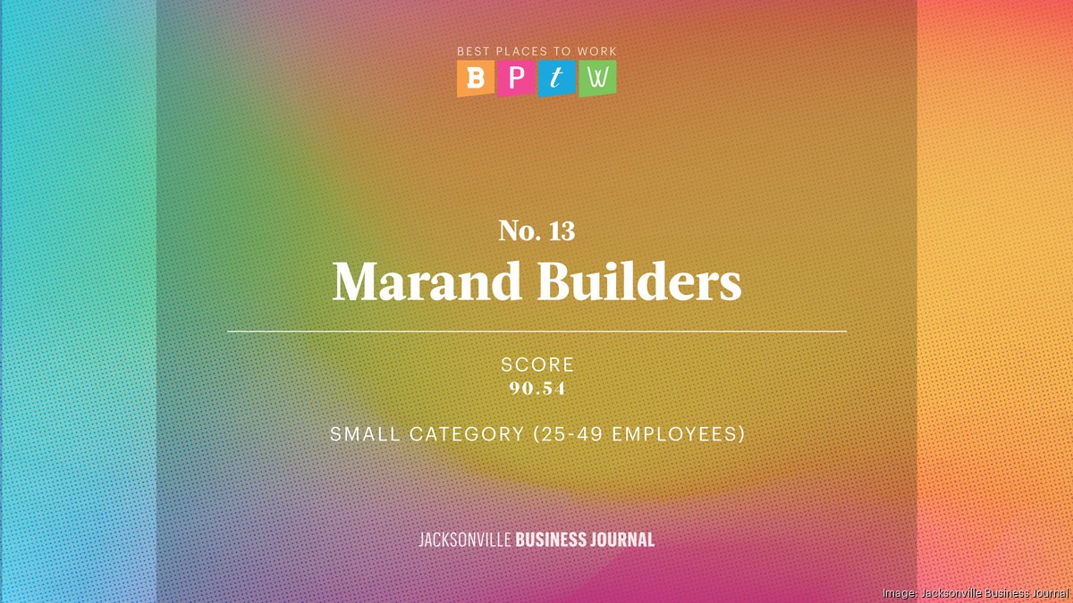 Best Place to Work: Marand Builders - Small (25 - 49) - Jacksonville Business Journal