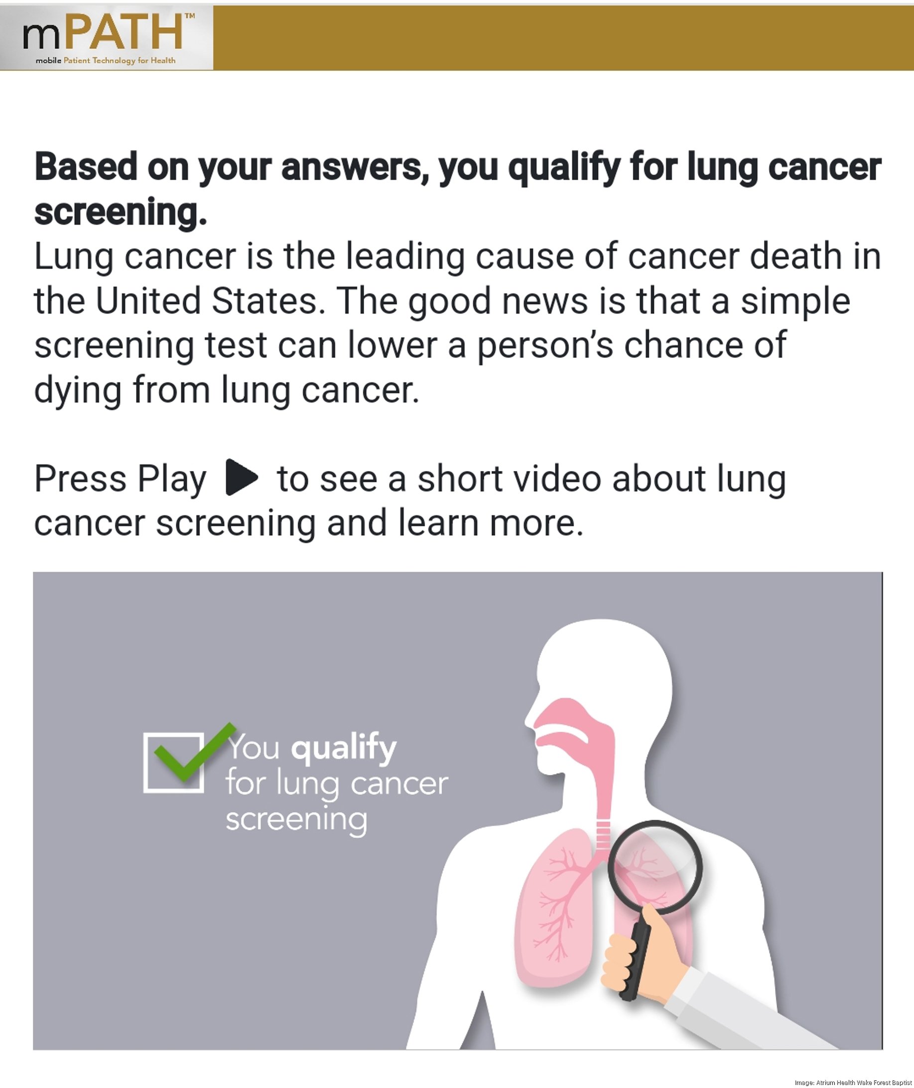 Digital self-service program boosts lung cancer screening rates - Triad ...