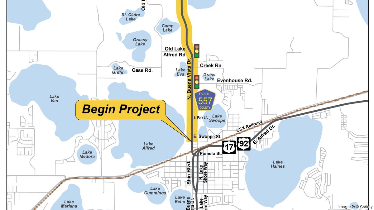 Polk County to widen 6 miles of CR 557 for $100M - Tampa Bay Business ...