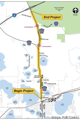 Polk County to widen 6 miles of CR 557 for $100M - Tampa Bay Business ...