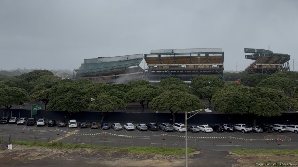 Portion of Aloha Stadium comes down - Pacific Business News