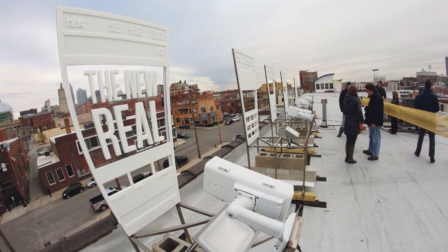 Five 7-by-4-foot website pages sit on top of this Crossroads Arts ...