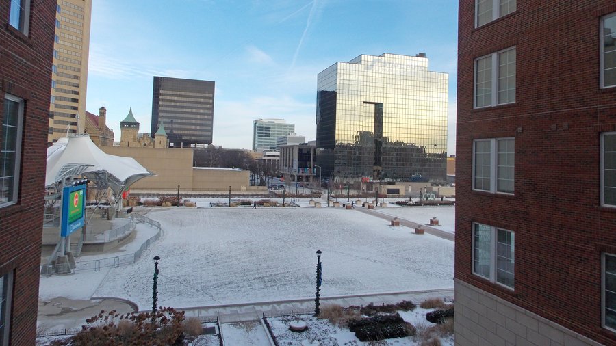 Residents on the east side of the Highpoint at Columbus Commons complex ...