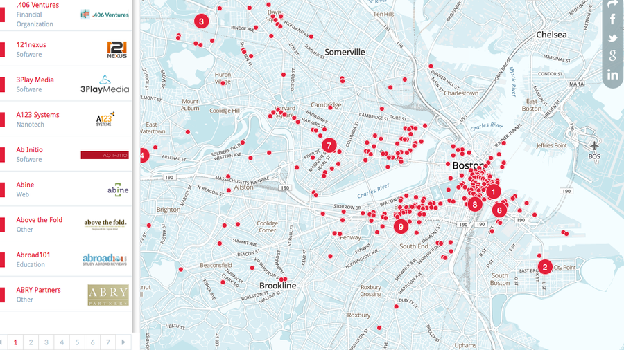 Map of Boston startups reveals similarities to tech scene in Silicon ...