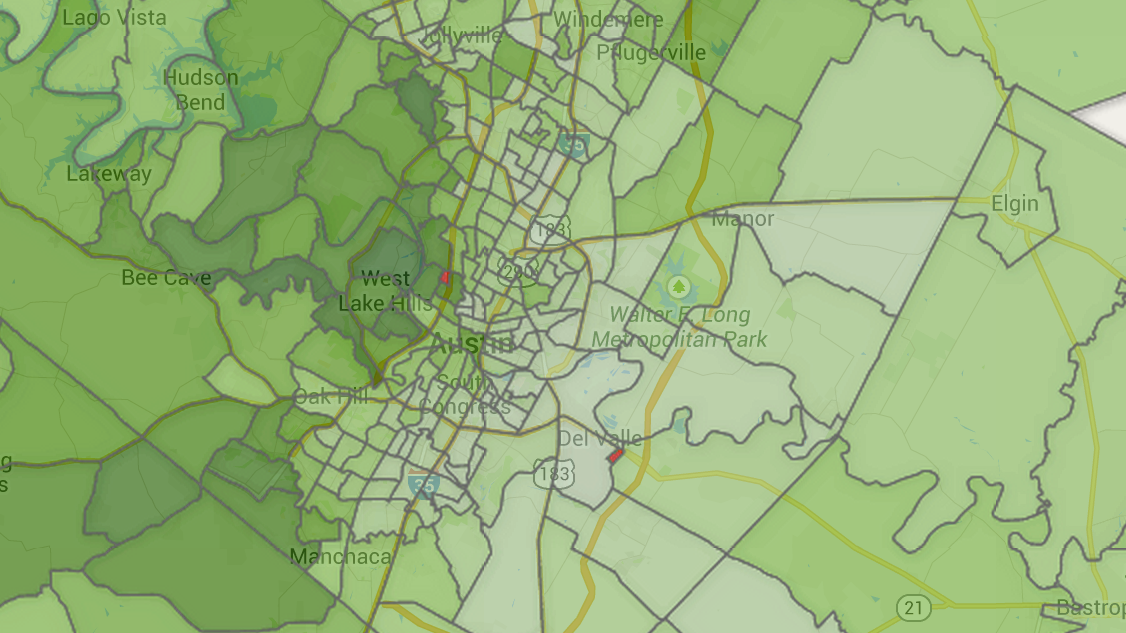 Monday Map: How economic segregation spreads out in Austin area ...
