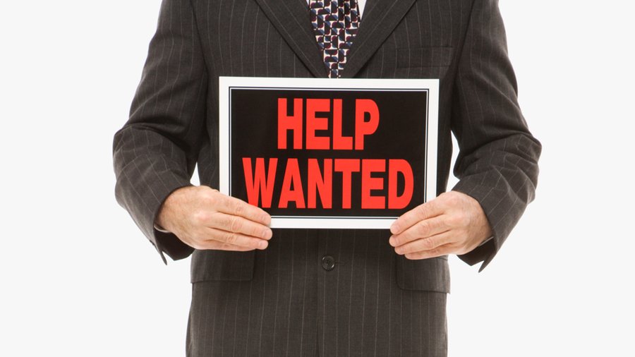help wanted hiring jobs sign pinstripes suit